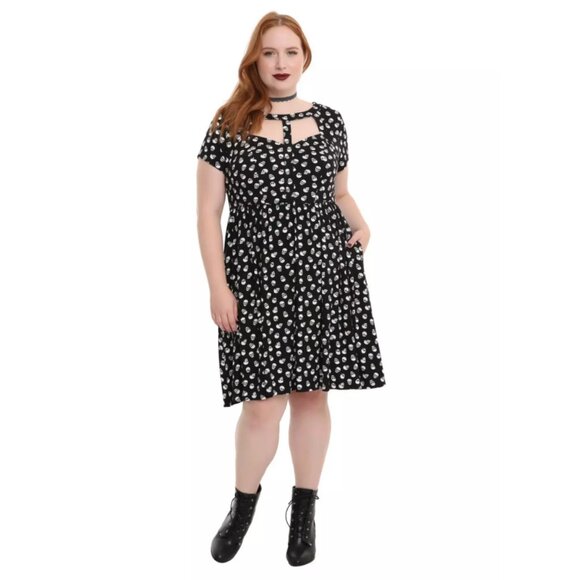 Hot Topic | Dresses | Hot Topic 2 Black White Skull Cutout Mesh Dress ...